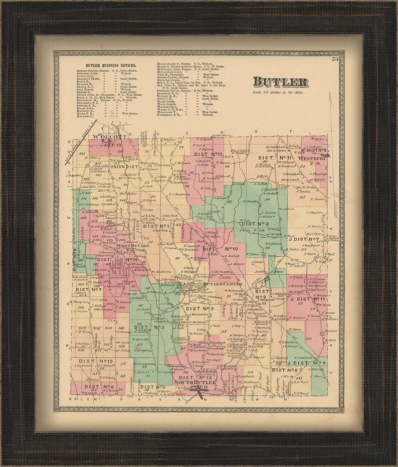 Town of BUTLER New York 1874 Map Replica and GENUINE - Etsy