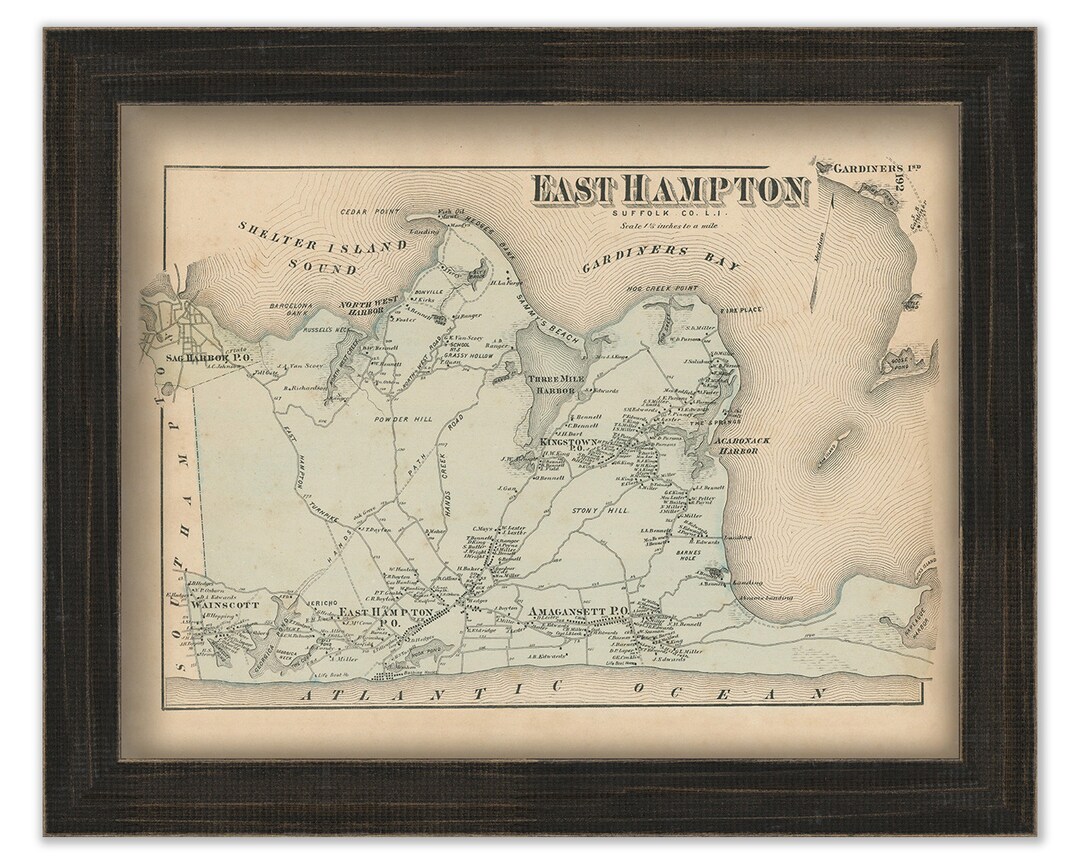 East Hampton, New York 1873 Map, Replica and GENUINE ORIGINAL - Etsy