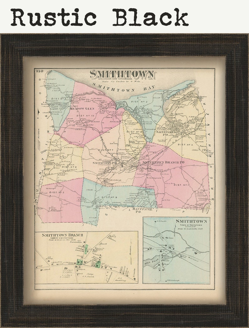 Smithtown New York 1873 Map Replica and GENUINE ORIGINAL - Etsy