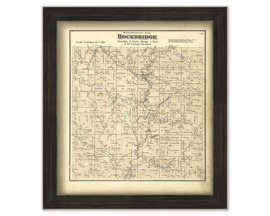 ROCKBRIDGE, Richland County, Wisconsin 1874 Map - Etsy