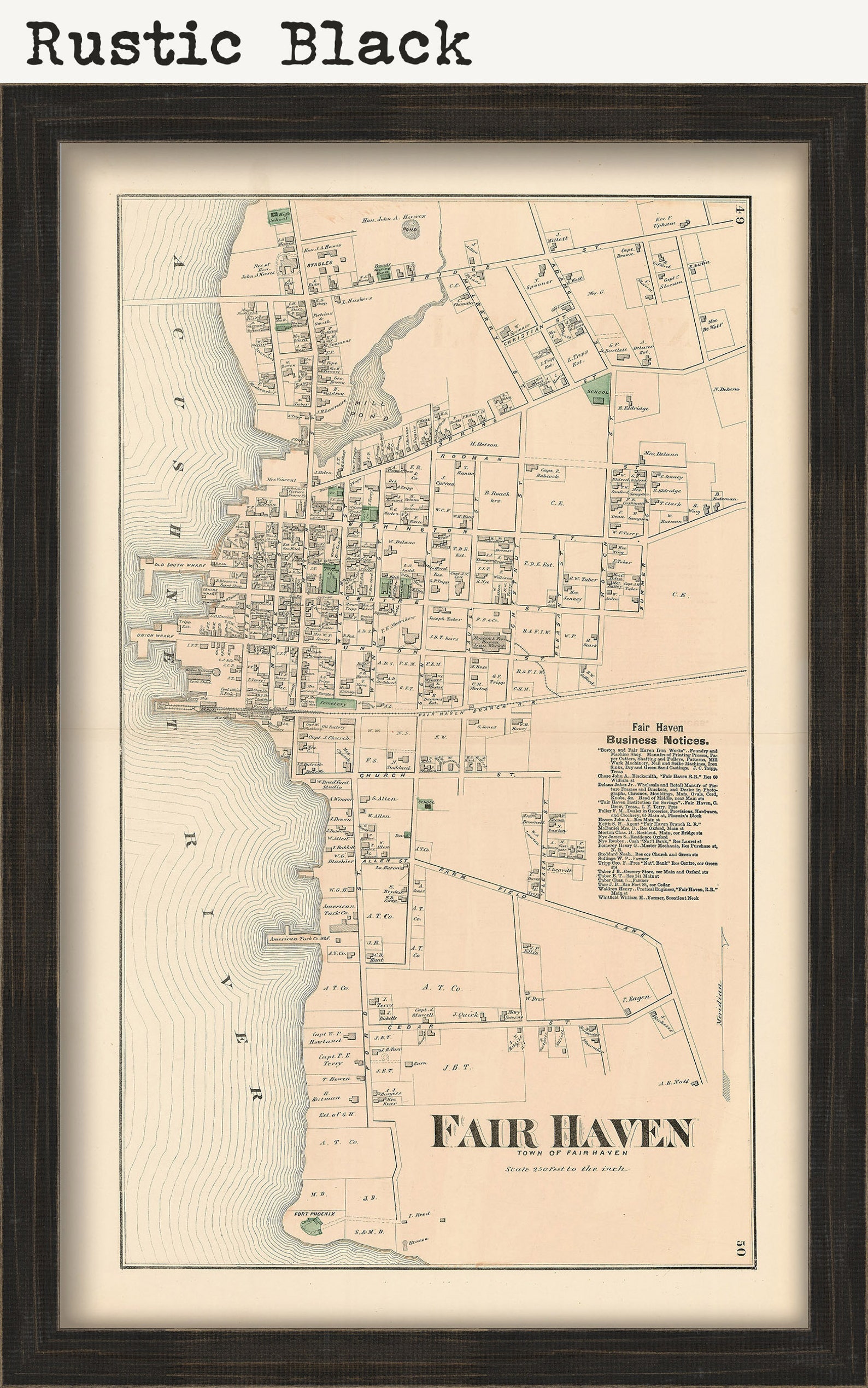 FAIRHAVEN Massachusetts 1871 Map Replica or GENUINE | Etsy