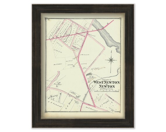 City of NEWTON WEST NEWTON Massachusetts 1874 Map | Etsy