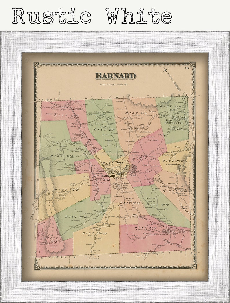 BARNARD Windsor County Vermont 1869 Map Replica or Genuine - Etsy