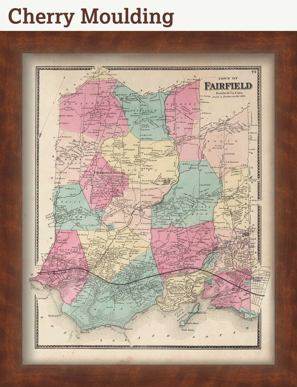 FAIRFIELD, Connecticut Map 1867 - Etsy