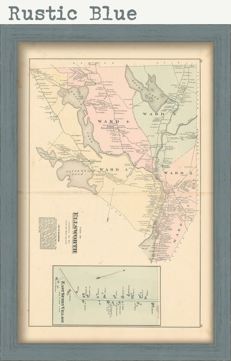ELLSWORTH, Maine 1881 Map, Replica or Genuine ORIGINAL - Etsy
