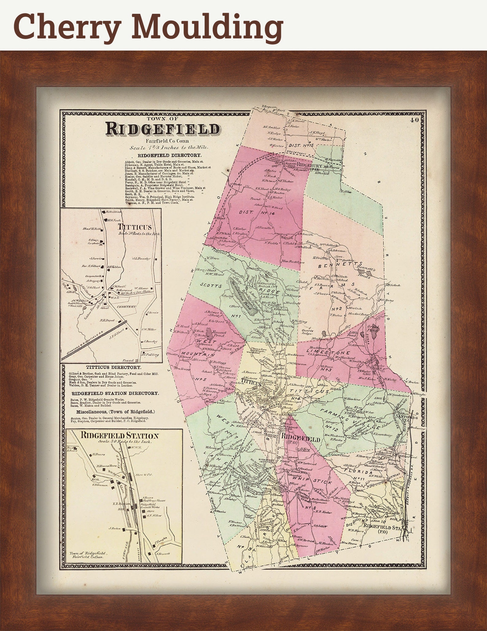 RIDGEFIELD, Connecticut Map 1867 - Etsy