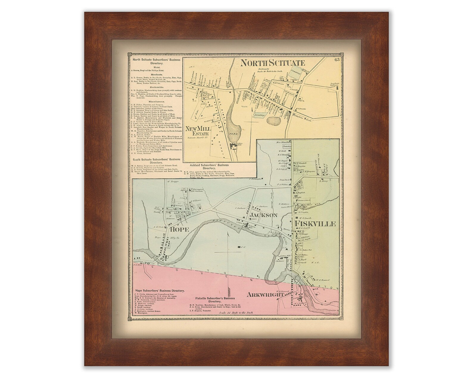 NORTH SCITUATE Rhode Island 1870 Map - Etsy