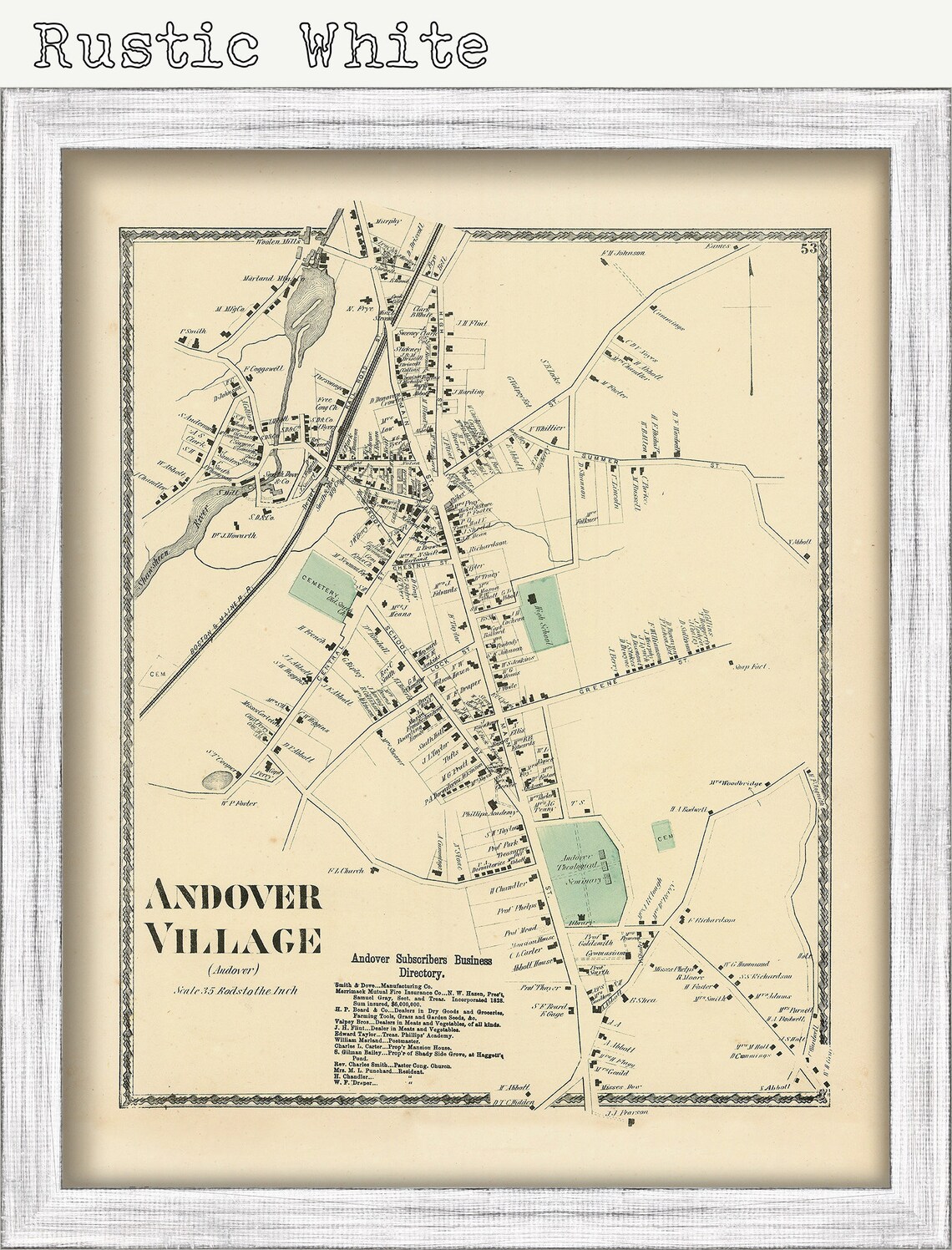 Village of ANDOVER, Massachusetts 1872 Map - Replica or Genuine ...