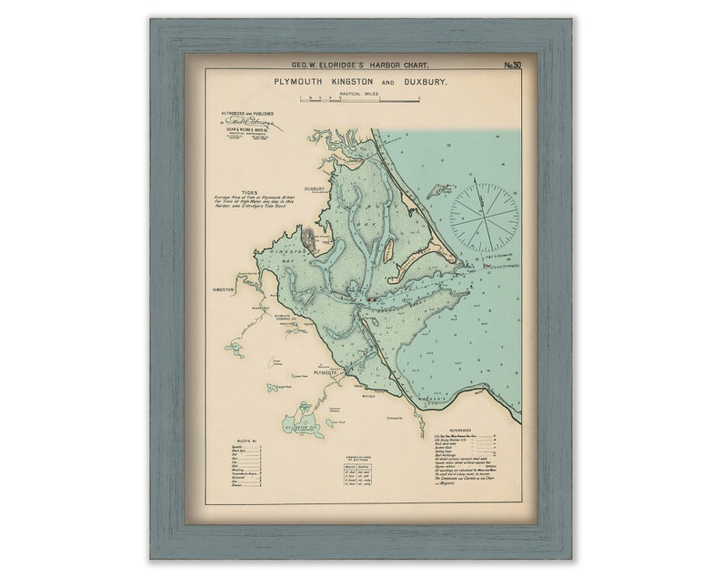 Plymouth Kingston and Duxbury 1901 Nautical Chart by Geo. - Etsy
