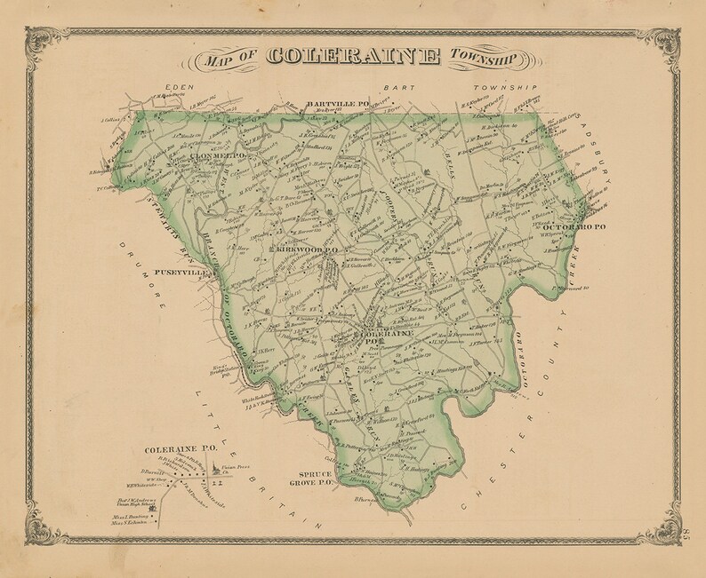 COLERAINE Pennsylvania 1875 Map Replica or GENUINE ORIGINAL - Etsy