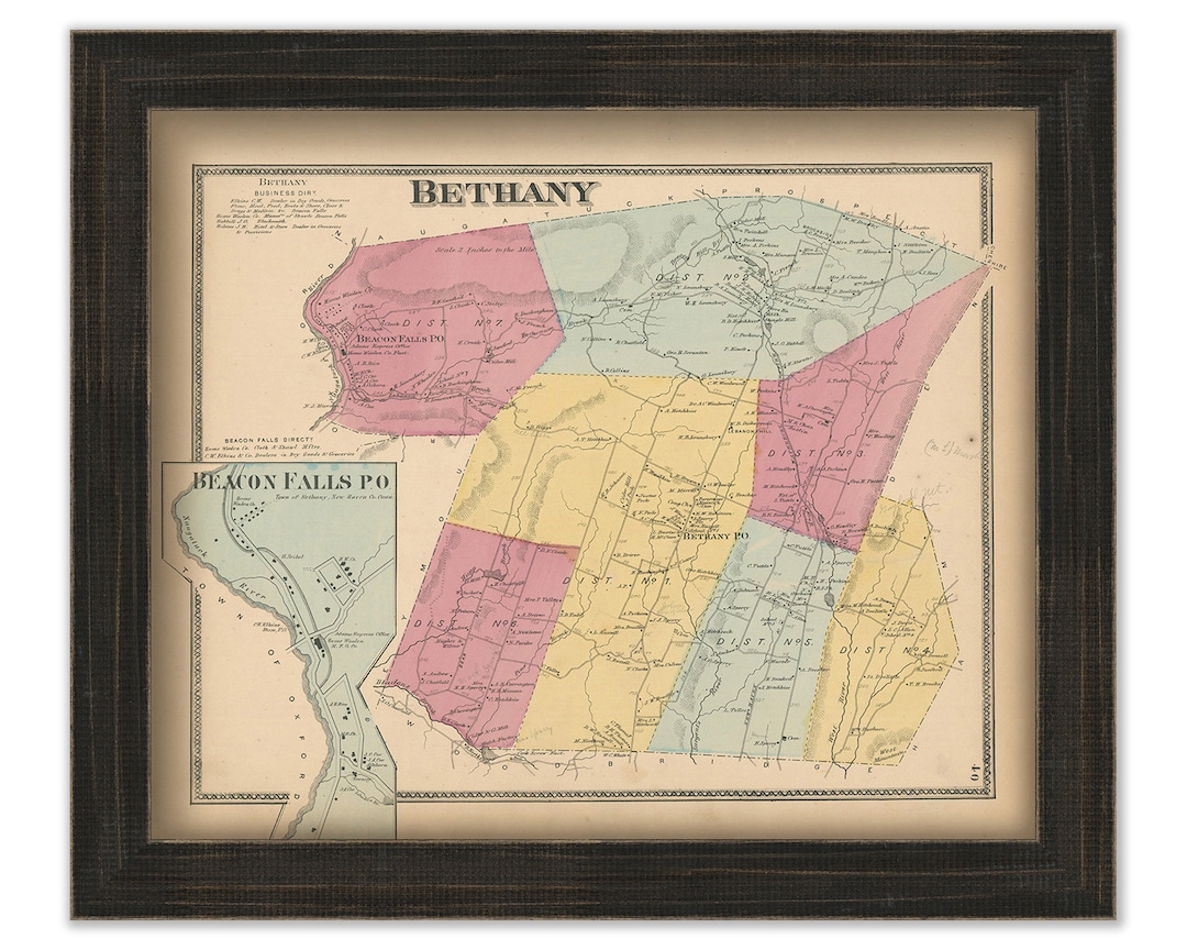 BETHANY, Connecticut, 1868 Map, Replica or Genuine Original - Etsy
