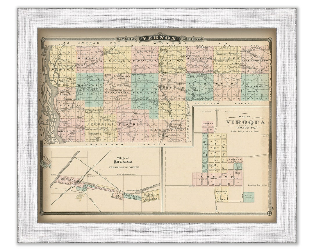 VERNON COUNTY, Wisconsin 1878 Map, Replica or Genuine Original - Etsy