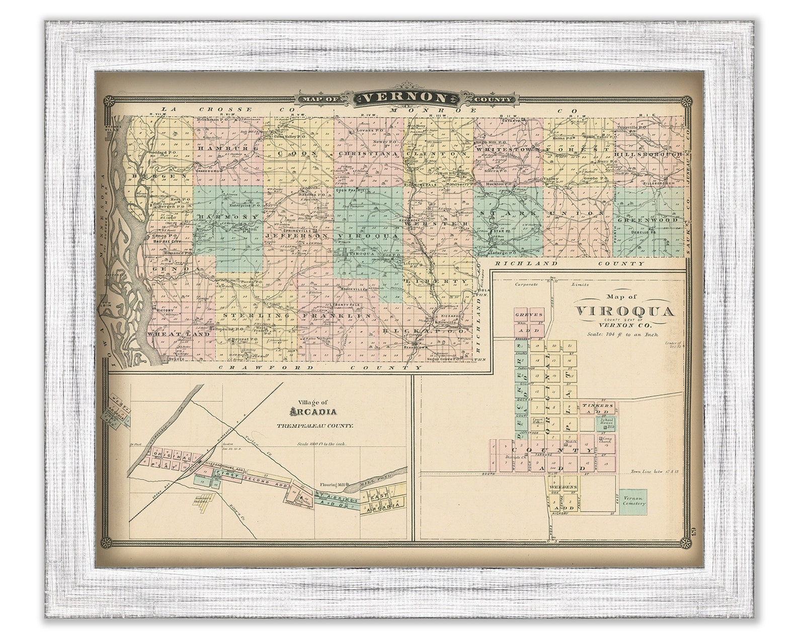 VERNON COUNTY, Wisconsin 1878 Map, Replica or Genuine Original - Etsy