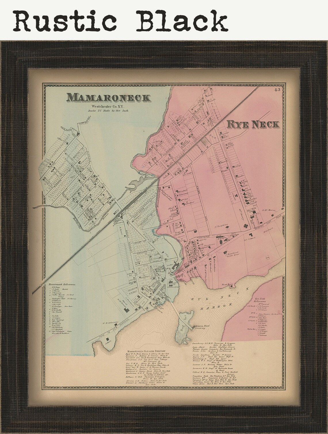 MAMARONECK and RYE NECK, New York 1868 Map - Etsy