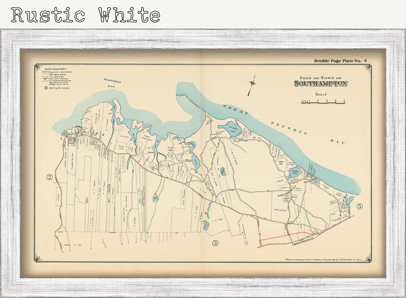 South Hampton, Great Peconic Bay, Long Island, New York Map From 1916 ...
