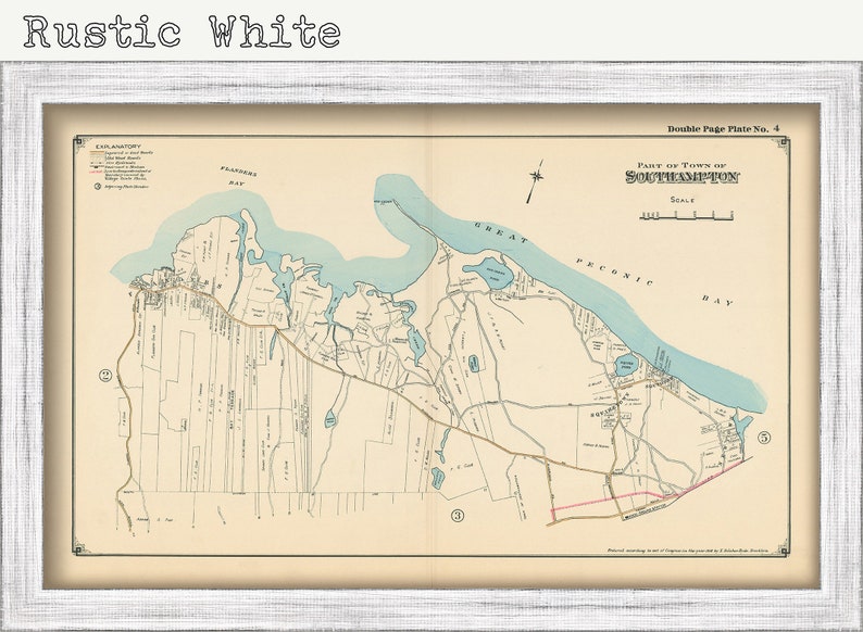 South Hampton, Great Peconic Bay, Long Island, New York Map From 1916 ...