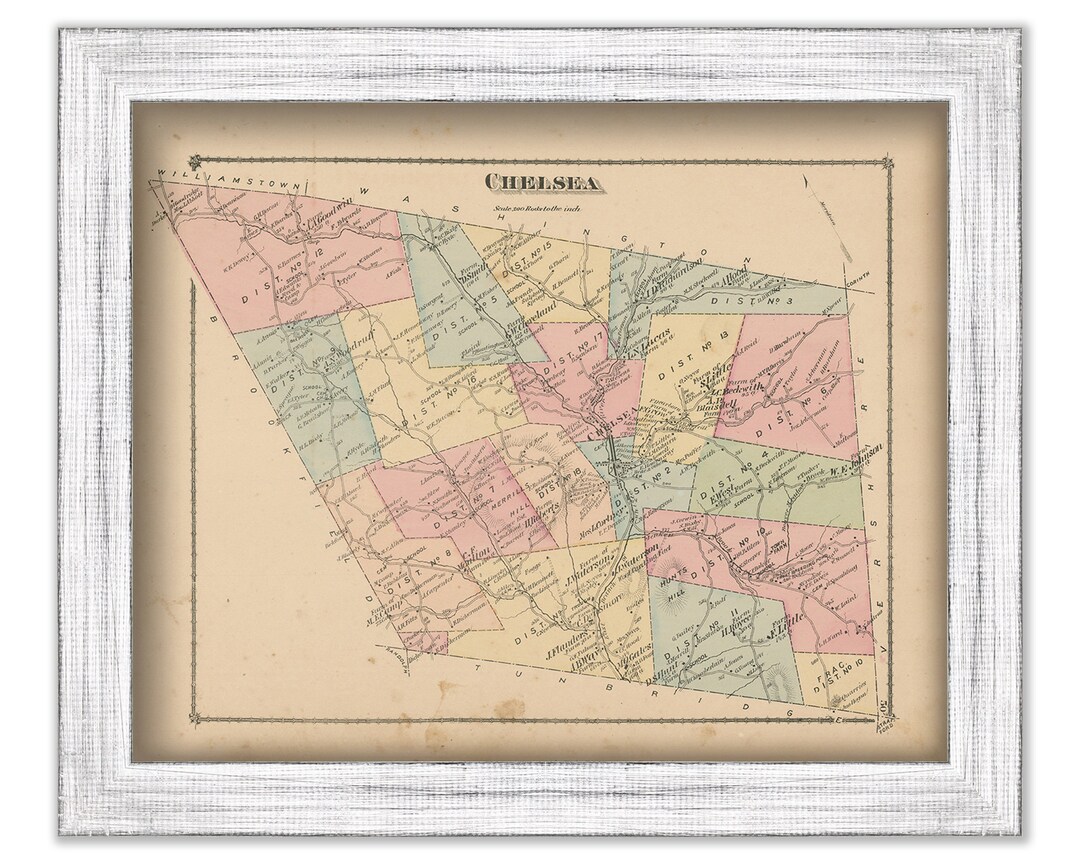 CHELSEA, Vermont 1877 Map - Replica or Genuine ORIGINAL - Etsy