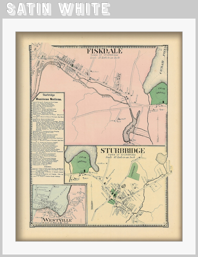 Village of STURBRIDGE Massachusetts 1870 Map - Etsy