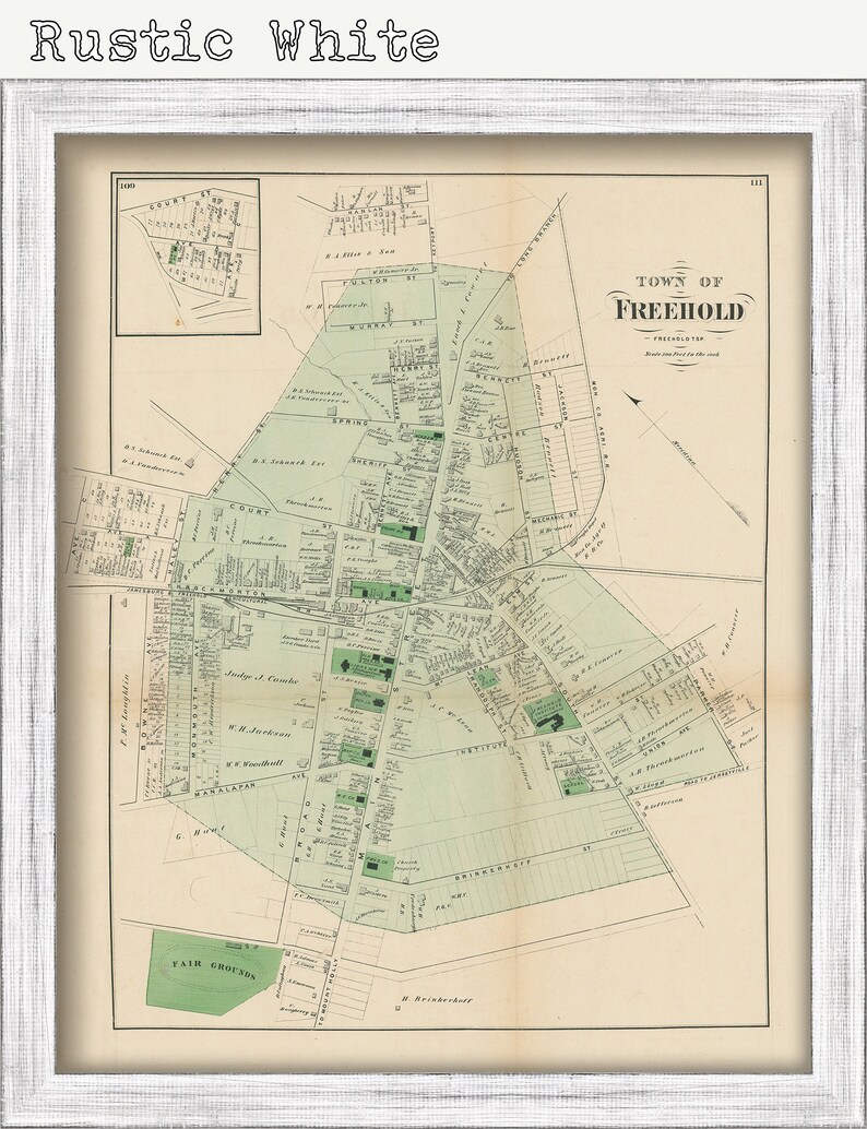 Town of FREEHOLD New Jersey 1873 Map Replica or Genuine - Etsy