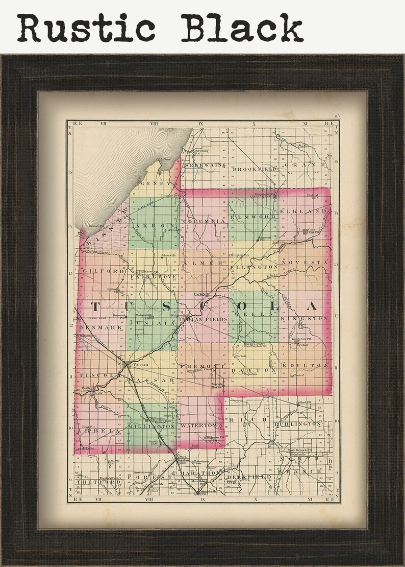 TUSCOLA COUNTY Michigan 1873 Map Replica or Genuine - Etsy