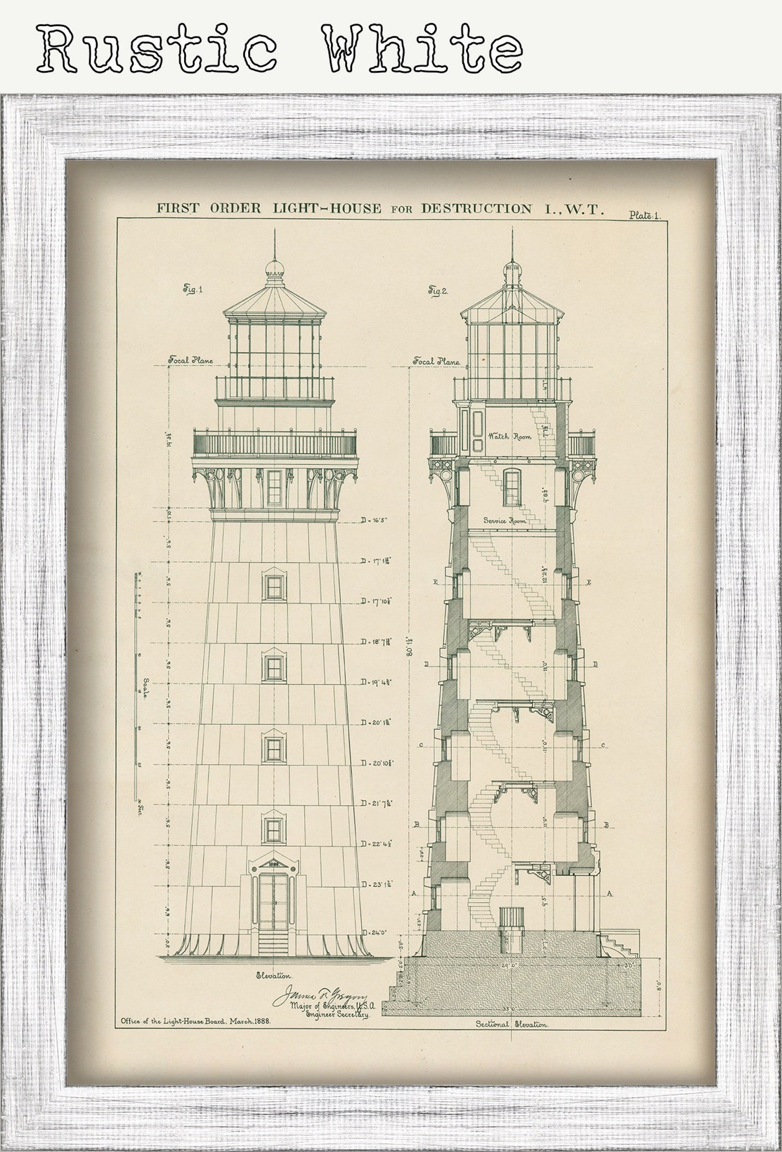 Destruction Island Lighthouse, Washington State - Architectural Drawing ...