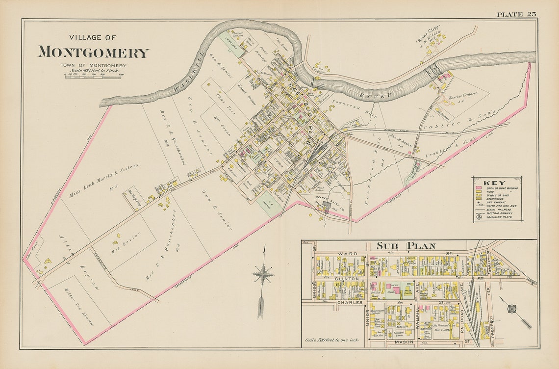 Village of MONTGOMERY New York 1903 Map Replica or Genuine | Etsy