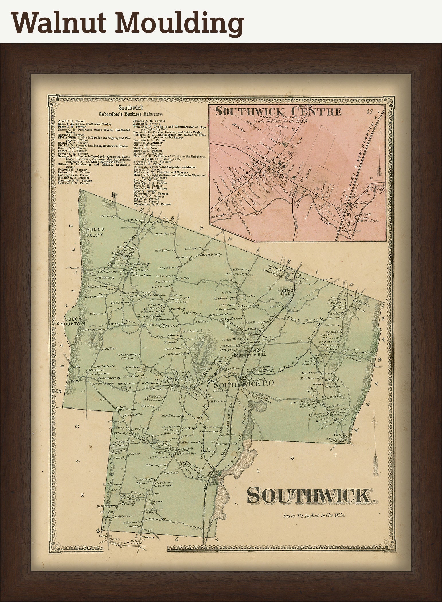 Town Of SOUTHWICK Massachusetts 1870 Map Town Of SOUTHWICK Massachusetts 1870 Map