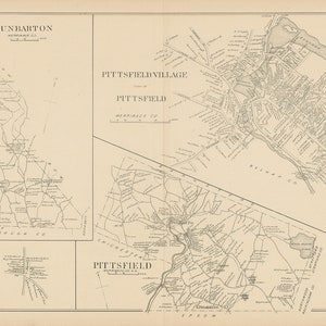 DUNBARTON and PITTSFIELD, New Hampshire 1892 Map, Replica or Genuine ...