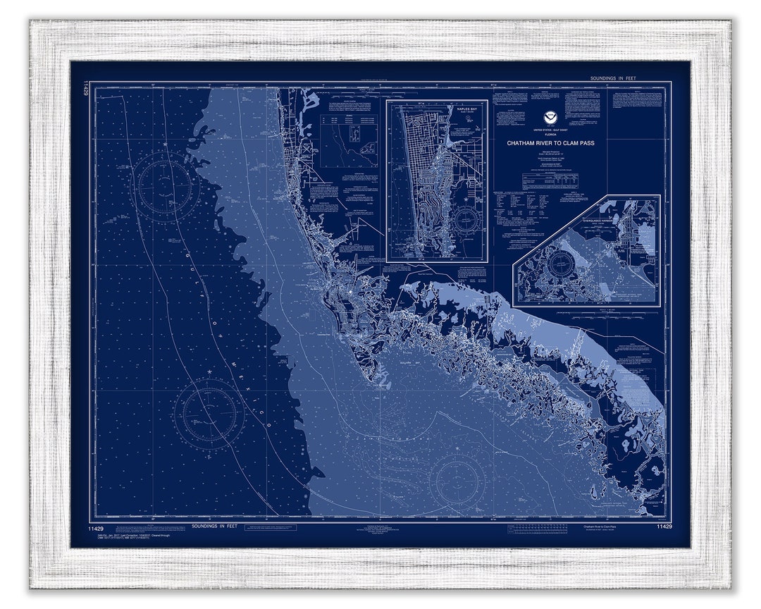 NAPLES and MARCO ISLAND, Florida 2017 Nautical Chart Blueprint - Etsy