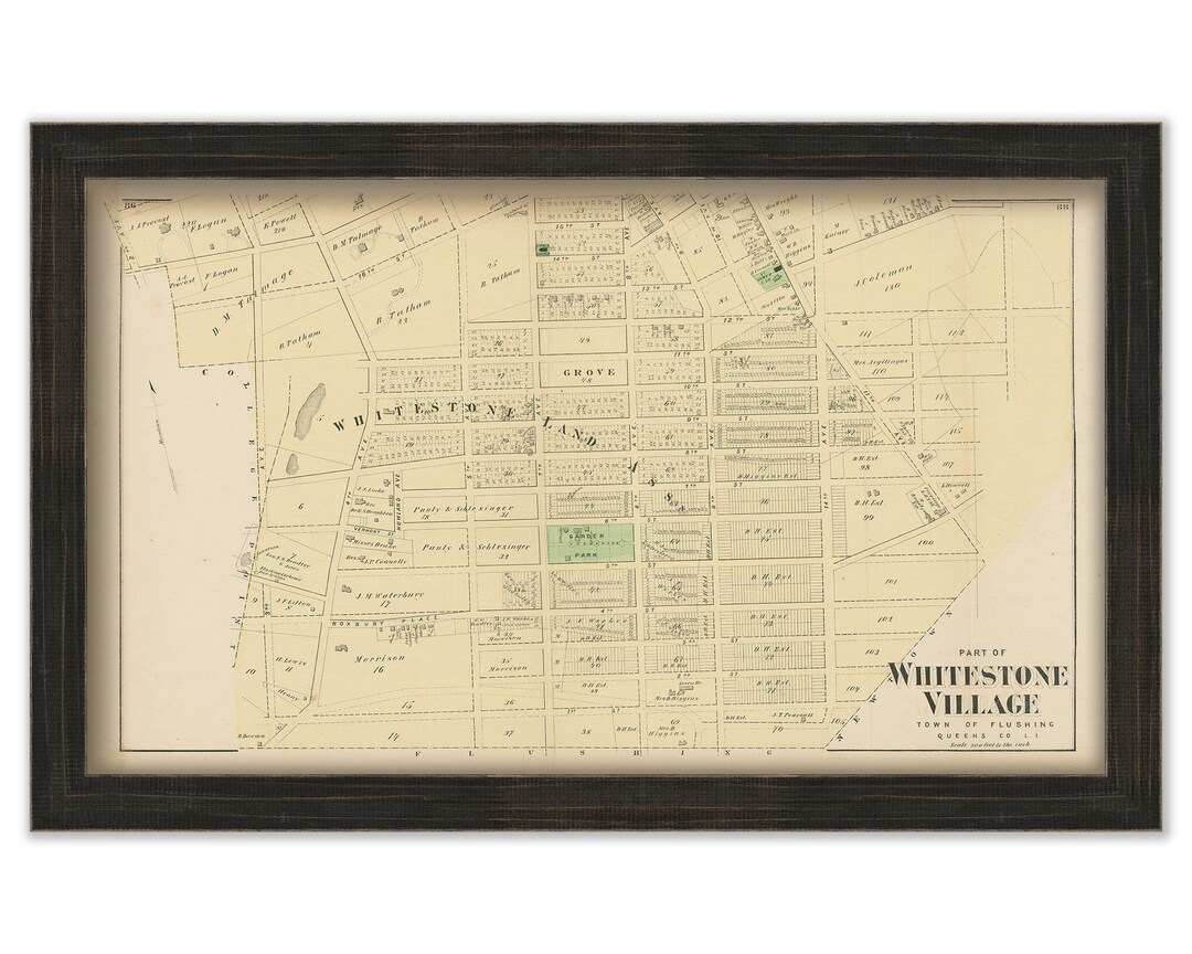 Whitestone Village, Flushing, New York 1873 Map, Replica and GENUINE ...