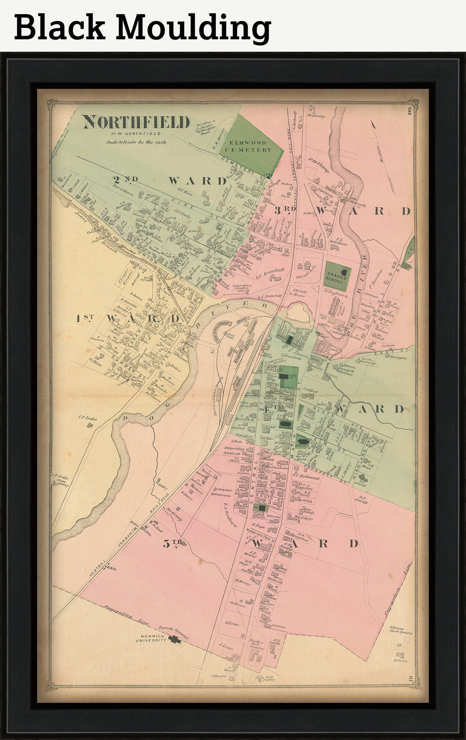 NORTHFIELD Vermont 1873 Map - Etsy