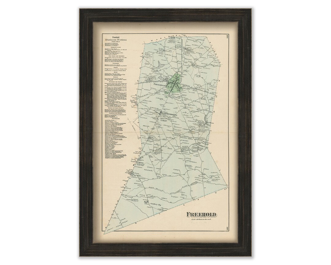 FREEHOLD, New Jersey 1873 Map - Replica or Genuine ORIGINAL - Etsy