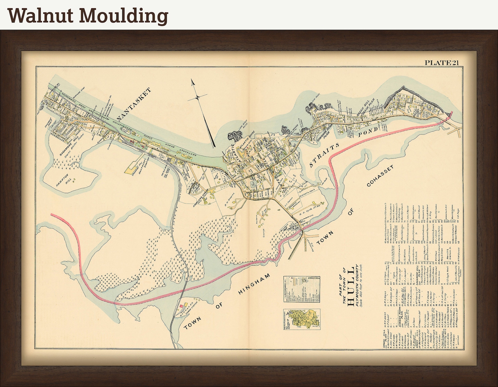 HULL-NANTASKET BEACH Massachusetts 1903 Map Colored - Etsy