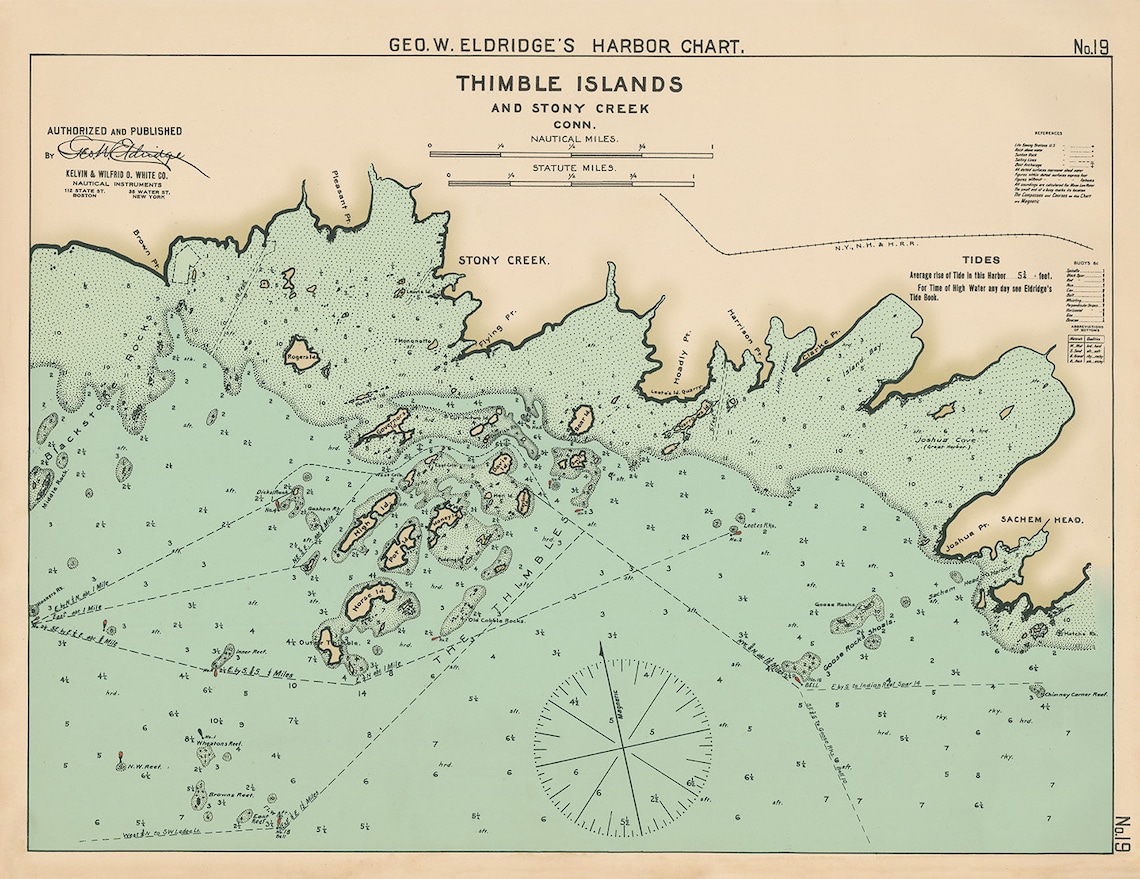 Thimble Islands, Connecticut - Nautical Chart by George W. Eldridge ...