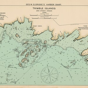Thimble Islands, Connecticut - Nautical Chart by George W. Eldridge ...