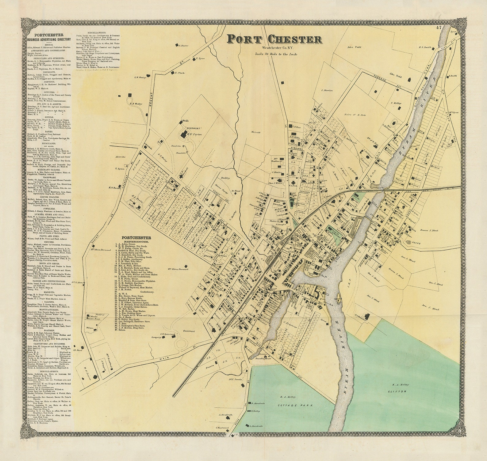 Village of PORT CHESTER New York 1868 Map | Etsy