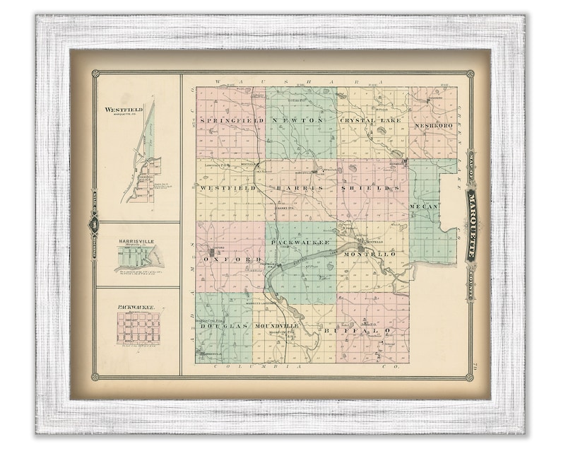 MARQUETTE COUNTY Wisconsin 1878 Map Replica or Genuine | Etsy