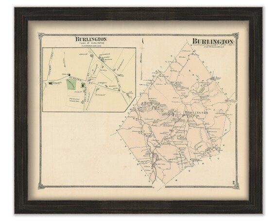 Town of BURLINGTON Massachusetts 1870 Map - Etsy