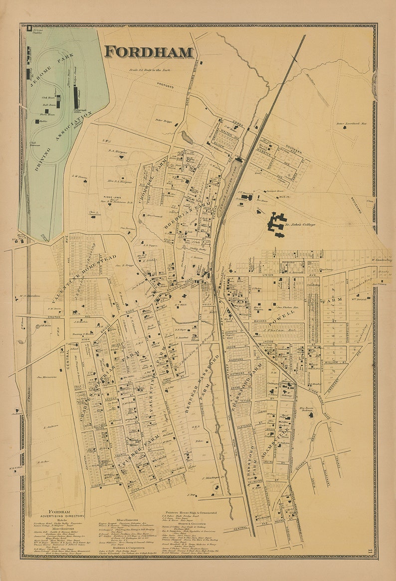 FORDHAM New York 1868 Map - Etsy