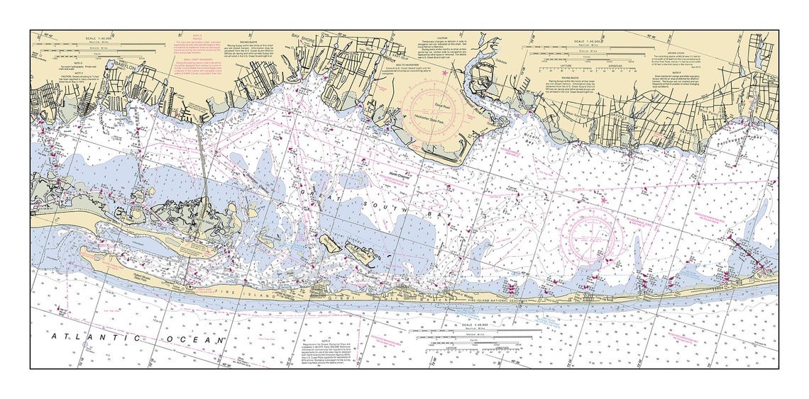 Fire Island Inlet to Watch Hill, Great South Bay, Long Island New York ...