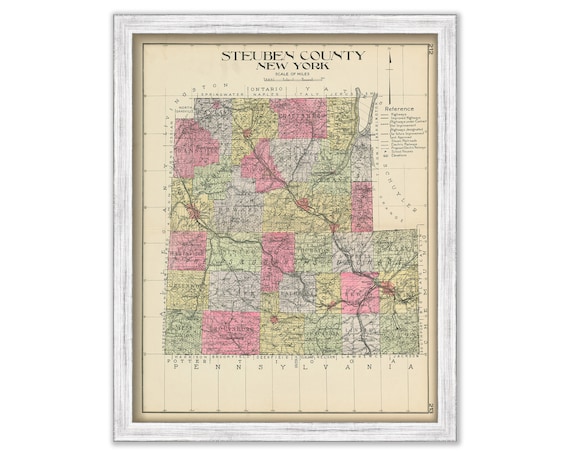 STEUBEN County New York 1912 Map Replica or GENUINE ORIGINAL | Etsy