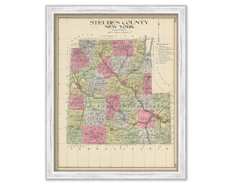 STEUBEN County New York 1912 Map Replica or GENUINE ORIGINAL | Etsy
