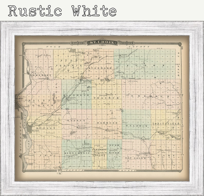 ST CROIX COUNTY, Wisconsin 1878 Map, Replica or Genuine Original - Etsy