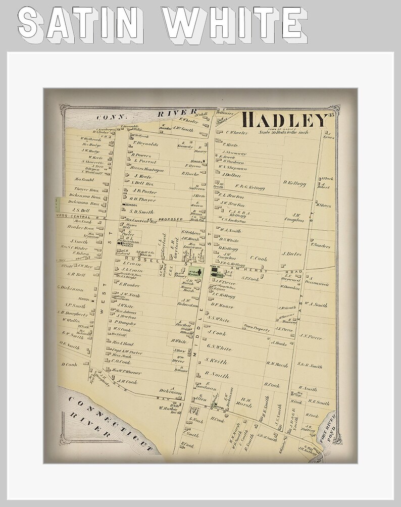 Village of HADLEY Massachusetts 1873 Map | Etsy