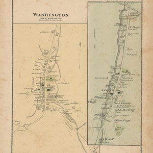 Villages of WASHINGTON and EAST CORINTH, Vermont 1877 Map - Replica or ...
