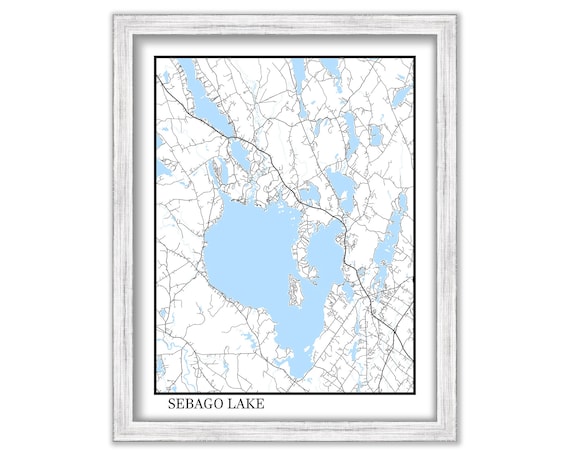 SEBAGO LAKE Maine Contemporary Map Poster | Etsy