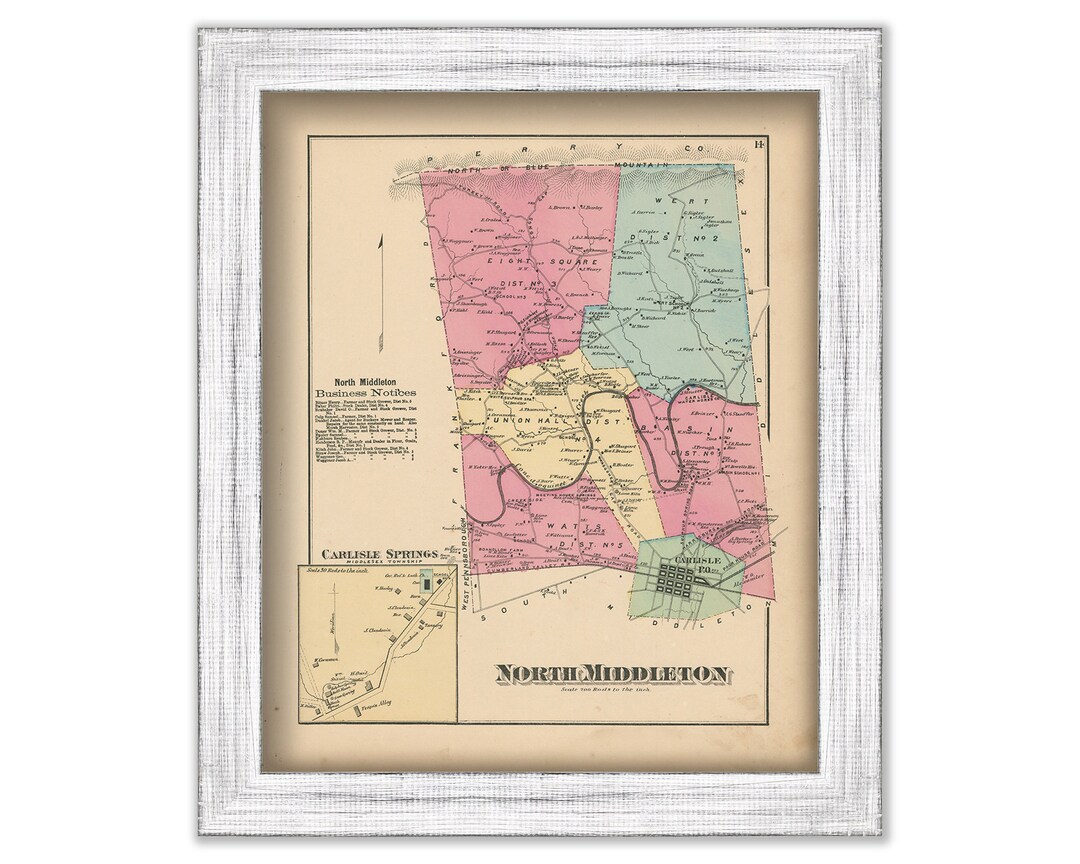 NORTH MIDDLETON, Pennsylvania 1872 Map - Replica or Genuine ORIGINAL - Etsy