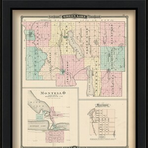 GREEN LAKE COUNTY, Wisconsin 1878 Map, Replica or Genuine Original - Etsy