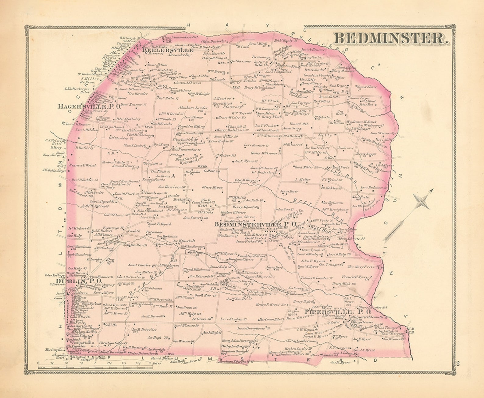 BEDMINSTER, Pennsylvania - 1876 Map - Etsy
