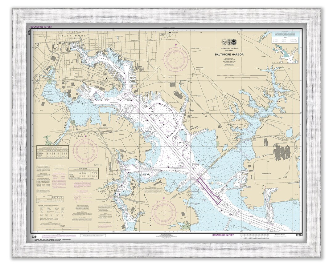 BALTIMORE HARBOR, Maryland 2018 Nautical Chart - Etsy